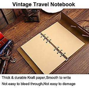 Vintage Leather Journal Travelers Notebook Refillable Journals Refillable Diary Planner Writing Notepad A6 Note Book for Men & Women, No Lines, 7 x 5 inches, 80 Sheets/ 160 Pages(Dark Blue)
