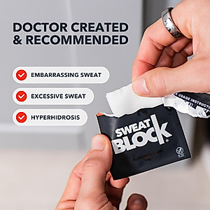 SweatBlock Max Clinical Antiperspirant for Men & Women | Armpit Anti Sweat Wipes for Excessive Sweating | Block Sweat for up to 7 days | 10 Wipes