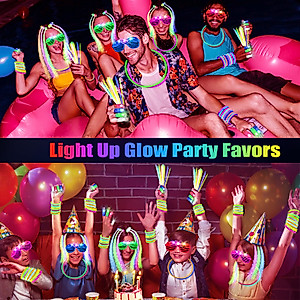 SHQDD158 PCS Glow in the Dark Party Supplies,14PCS LED Glasses, 30LED Finger Lights, 14LED Light Hairs and 100PCS Glow Sticks Bracelets, New year Party Favors for New Year, Wedding, Concert,Neon Party