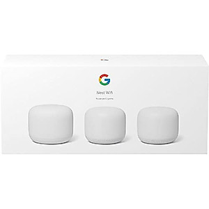 Google Nest WiFi - AC2200 (2nd Generation) Router and Add On Access Point Mesh Wi-Fi System (3-Pack, Snow)