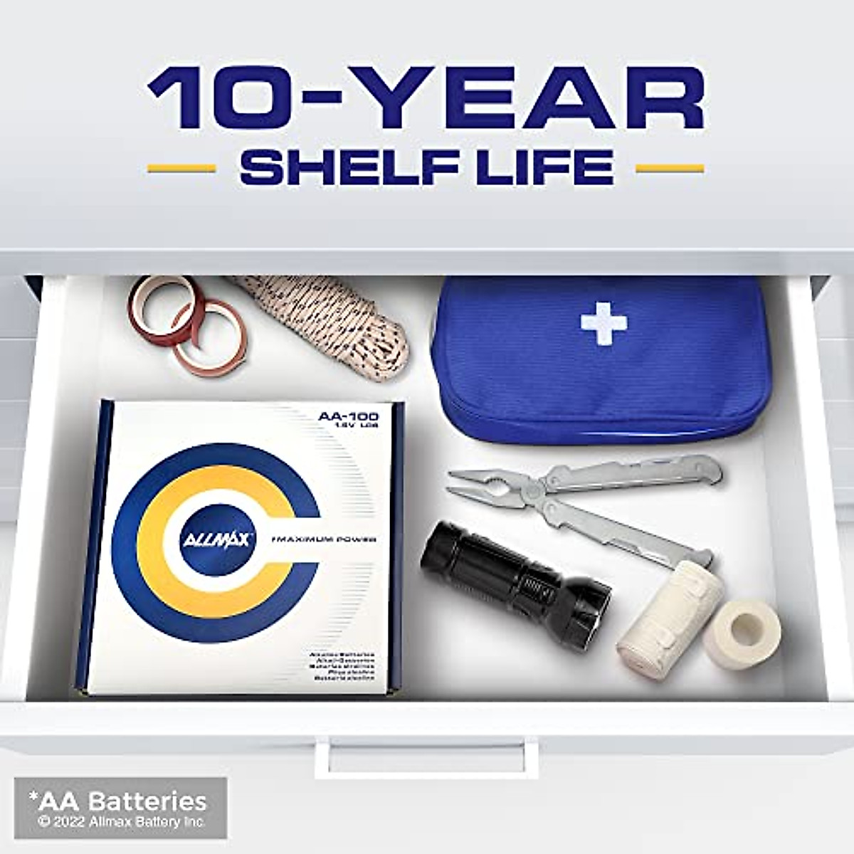 Allmax AA Maximum Power Alkaline Double A Batteries (100 Count) – Ultra Long-Lasting, 10-Year Shelf Life, Leakproof Design, Superior Performance – 1.5V