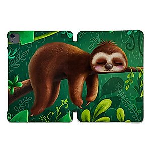 Kawaii Sloth Tropical Animal Pattern Case Compatible with All Generations iPad Air Pro Mini 5 6 11 inch 12.9 10.9 10.2 9.7 7.9 Plastic Fabric Cover Slim Smart Stand SN519 (8.3" Mini 6th gen)