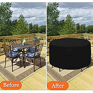 ‎Izzybang Bar Height Firepit Patio Dining Sets Cover Heavy Duty Waterproof 74 Inch Tall Round Patio Bar Height Table and Chair Set Covers, 74" Diameter x 44" H