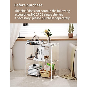 solaround Acrylic Bookshelf Bookcase, Storage Organizer for Bathroom, Clear Storage Shelf Freestanding
