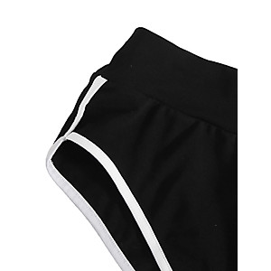 SweatyRocks Women's Sporty Elastic Waist Contrast Binding Booty Workout Biker Shorts Black XL