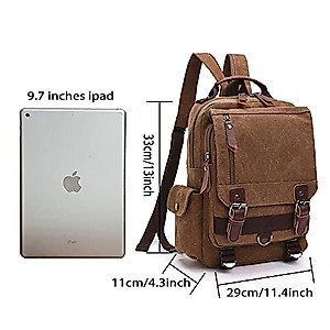 FASNAHOK Canvas Backpack for Women Travel Back Pack Multifunctional Shoulder Bag Vintage Rucksack School Bag Daypack