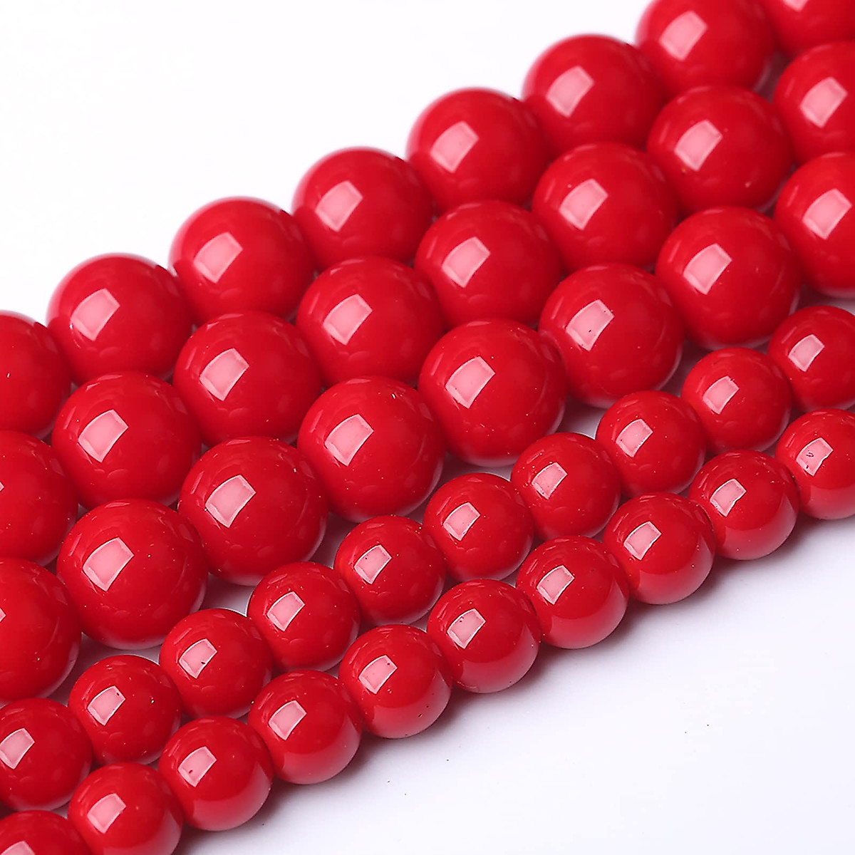 8MM 45pcs Red Glass Beads for Jewelry Making Round Loose Spacer Crystal Energy Healing Power Stone Beads DIY Bracelet Necklace Accessories (Red Glass, 8mm)
