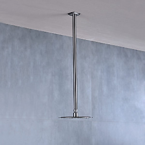 Shower Arm with Flange 22.3 Inch Stainless Steel Ceiling Mounted Shower Arm Rainfall Shower Head Extension Pipe, NPT 1/2 to IPS 1/2,Brushed Nickel