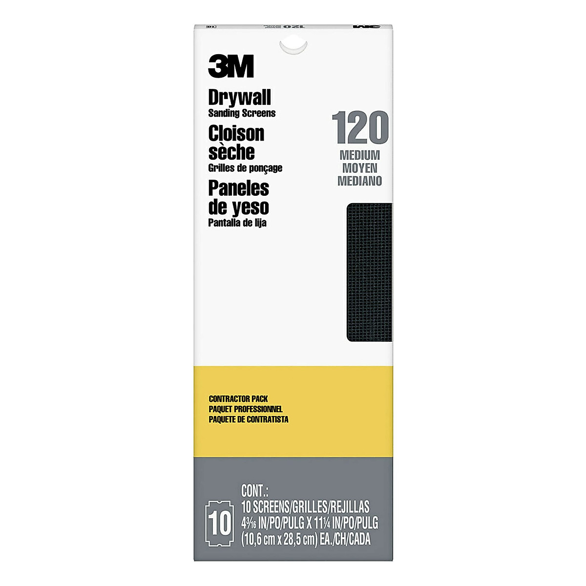 3M Pro-Pak Drywall Sanding Screen, 25 Count, 120 Grit, 4.2 in x 11.25 in, Pre-Cut Screens Fit Most Drywall Sanding Tools, Heavy-Duty Paper Backing Resist Tearing, Long Lasting (99438)