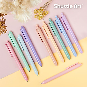 Shuttle Art Colored Retractable Gel Pens, 10 Pastel Ink Colors, Cute Pens 0.7mm Fine Point Quick Drying for Black Paper Writing Drawing Journaling Note Taking School Office Home