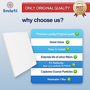Smilfil 5 Pack PF40 Replacement Pre-Filter Pads Compatible with IQAir PF40 Coarse Dust Pre-Filtration Air Purifier