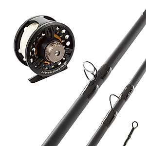 3-Piece Fly Fishing Rod and Reel Combo Starter Kit - 97-Inch Collapsible Fiberglass and Cork Fishing Pole with Case and Accessories by Wakeman (Black)