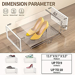 UPFOICXJ 12 Pack Clear Stackable Shoe Boxes, Shoe Storage Organizer for Closet, Keep Shoes Safe and Organized with Clear Shoe Boxes
