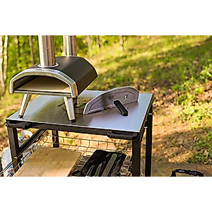 NUUK Double-Shelf Movable Outdoor Pizza Oven Table, 24" x 30" Stainless Steel Commercial Multifunctional Food Prep Worktable with Drawer on Wheels