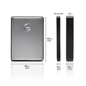 G-Technology 1TB G-DRIVE Mobile USB-C (USB 3.1) Portable External Hard Drive, Space Gray - 0G10265