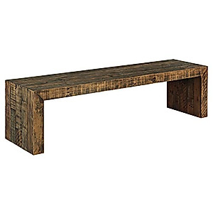 Signature Design by Ashley Sommerford Rustic Wood Dining Room Long Bench, Brown