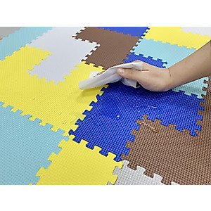 Tadpoles 40 Pc Soft EVA Foam Tetris-Style Playmat Set, Blue and Brown
