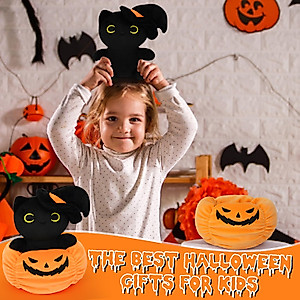 JIZWPOOM Black Cat Stuffed Animal, Pumpkin Black Cat Plushie Set, Cute Black Cat Plush Pillow Toys, Home Decoration Gift for Kids Adults Christmas