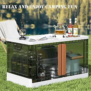 T&Jero 19 Gal Collapsible Storage Bins with Lids and Wheels, Stackable Plastic Closet Organizer with Doors, Foldable Storage Container for Dorm Room Organizing, 3 Pack