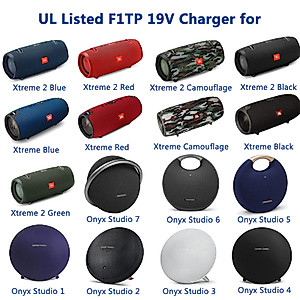F1TP 19V Charger AC/DC Adapter Power Cord Compatible with Xtreme, Xtreme2 Portable Speaker, Harman Kardon Onyx Studio 1/2/3/4/5/6/7 Wireless Bluetooth Speakers
