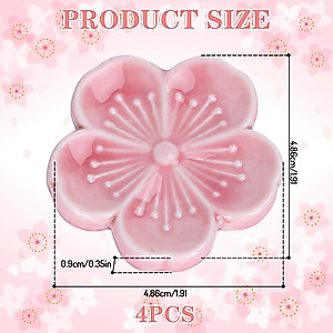 Whaline 4 Pieces Flower Coffee Spoon Rest Pink Cherry Blossom Ceramic Teaspoon Holder Home Table Decor Accessories for Kitchen Office Coffee Bar Coffee Stirrers Coffee Lovers