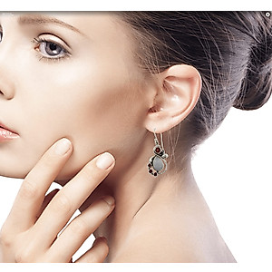 NOVICA Artisan Handmade Garnet Rainbow Moonstone Dangle Earrings with Sterling Silver Clear Red India Birthstone [1.7 in L x 0.4 in W] ' Exquisite'