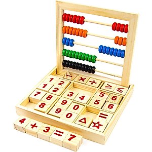 Toysery Abacus for Kids Math Counters, Wooden Educational Counting Toy, Toddler Blocks Kindergarten Toys, Toddler Blocks Wooden Toys, 50 Beads and 30 Blocks, Wooden Blocks for Toddlers 1-3 Large