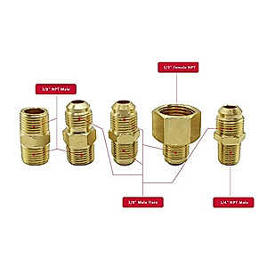 10 Feet High Pressure Braided Propane Hose Extension with Conversion Coupling 3/8" Flare to 1/2" Female NPT, 1/4" Male NPT, 3/8" Male NPT, 3/8" Male Flare for RV, Cooker, Propane Fire Pit, Heater