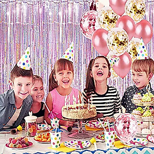 BRAVESHINE Pink Glitter Tinsel Foil Fringe Curtains - 2 Pcs 3.2x8.2 ft Metallic Holiday Photo Backdrop for Girl Princess Birthday Wedding Unicorn Bridal Shower Bachelorette Party Supplies Decorations