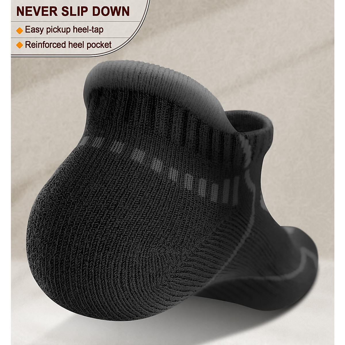 BULLIANT Men Running Socks 6Pairs-Ankle Athletic Socks Wicking Cushioned for Men Walking-Arch Compression Support(6Pairs,Shoes Size:Men 13-15)