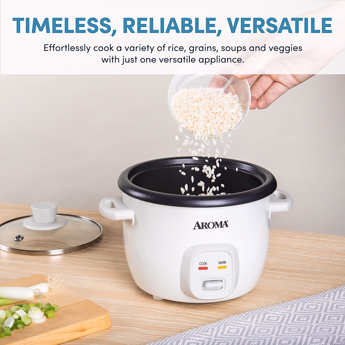 Aroma Housewares 4-Cups (Cooked) / 1Qt. Rice & Grain Cooker (ARC-302NG), White