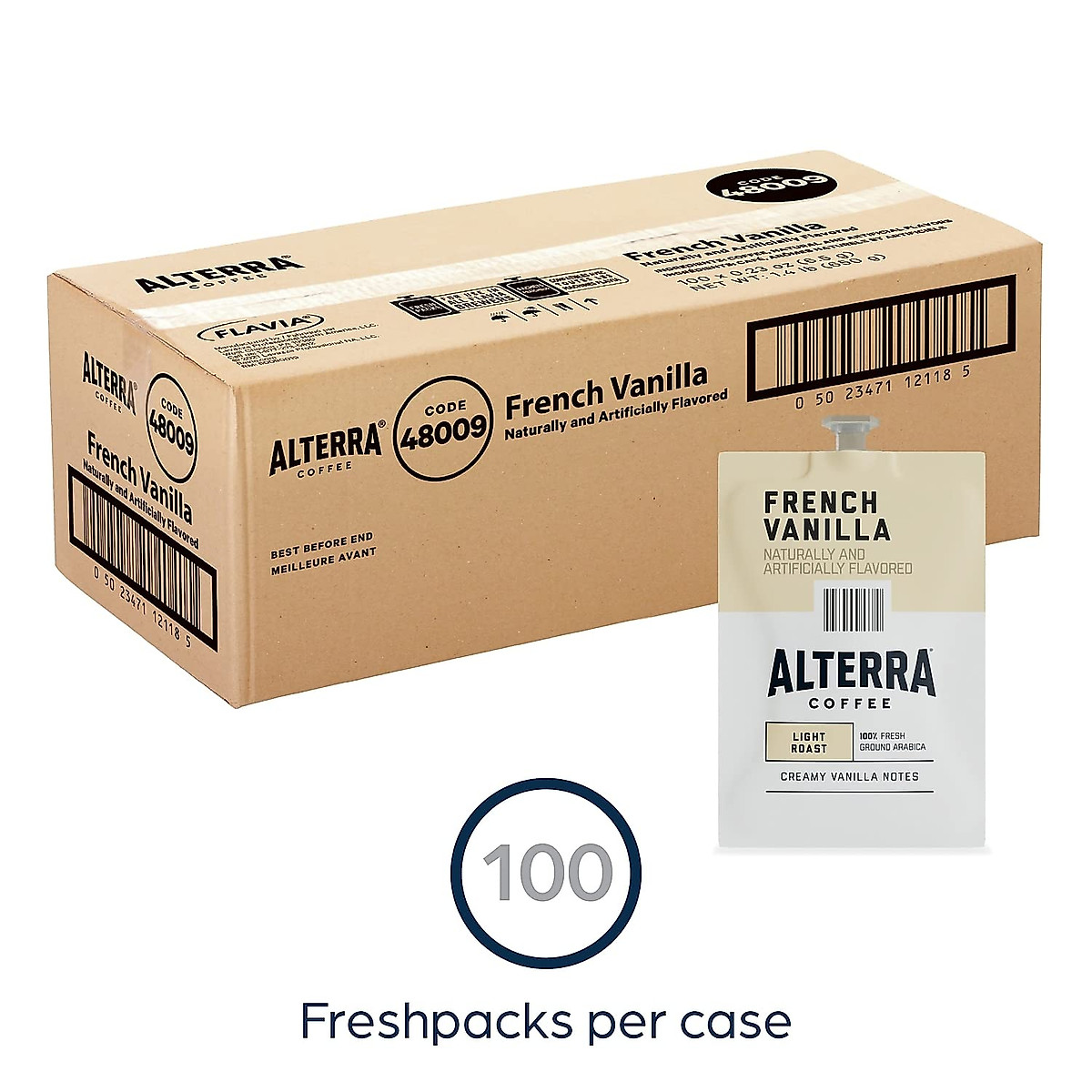 Alterra French Vanilla Coffee Flavia Freshpack, Light Roast, 100/Carton (MDRA183)