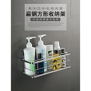 Lailisapex Premium Shower Caddy - Self Adhesive Shower Organizer, 4 Hooks, Drill-Free Shower Shelves, Rustproof Stainless Steel, (Silver)