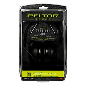 Peltor Sport Tactical 300 Smart Electronic Hearing Protector, Bluetooth Wireless Ear Muffs, NRR 22 dB, Bluetooth Headphones With Recessed Microphone, Ideal For Range, Shooting & Hunting (TAC300-OTH)