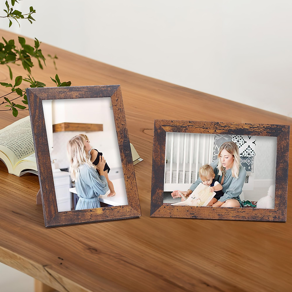 Edenseelake 4x6 Picture Frame Set of 15, Rustic Brown Wood Photo Frame 4 by 6 for Wall or Tabletop Display