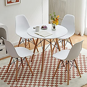 ATSNOW 31.5 in Mid Century Modern White Round Dining Table, Small Circle Table for Living Room Bedroom Kitchen