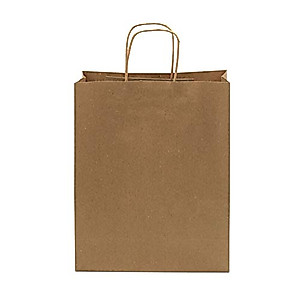 Brown Paper Bags with Handles - 10x5x13 50 Pack Medium Kraft Brown Bags with Handles for Gift Wrap, Wedding Favor Bags & Party Goodie Bags, Small Business, Retail, Boutique & Shopping Use, in Bulk