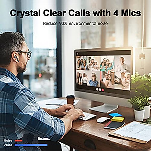 Tecno Wireless Bluetooth Earbuds, 25H Bluetooth Headphones with Microphone, IPX5 Waterproof Wireless Headphone with 4 Mics, High-Fidelity Stereo Bluetooth Earphones for Sports and Work,GE1