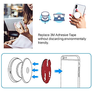 8pcs 3M Sticky Adhesive Replacement Pads for Socket Base Mount,VIIMAKE 1.38 inches Round 3M VHB Double-Sided Adhesive Pads,for Phone Collapsible Grip Stand Back Base Sticker Tapes (Red)