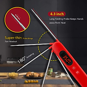 LIANGDU Digital Food Thermometer, Instant Read Meat Thermometer Kitchen Cooking Grilling BBQ Candy with Backlight and Magnet