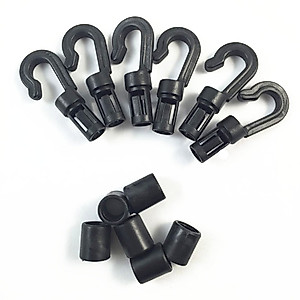 Kayak accessories shock cord hook terminal and tabbed bungee hooks