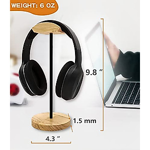 Bliocefo Headphone Stand Nature Wood & Aluminum Headset Hanger Mount Hook Gaming Holder Desktop Earphone Artful Functional Craftmanship Stand for All Headsets with Solid Wooden Base