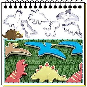 Dinosaur Cookie Cutters,hitsuki Stainless Steel Cookie Cutter Metal Cookie Cutters Fun Dino Cookie Cutters,Dinosaur Cookie Cutters for Kids Dinosaur Pancake Molds,6 Pcs