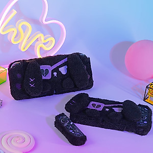 GeekShare Cute Plush Bunny Protective Case Cover - Anti-Scratch and Shock-Absorption Skin Case Compatible with Nintendo Switch OLED Console and Joy Con Only - Dark Plush Bunny