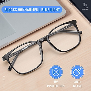 Gaoye 2 Pack Blue Light Blocking Glasses Women/Men, Computer Gaming Fake Eyeglasses Anti UV Ray-Spring Hinge (Black & Leopard)