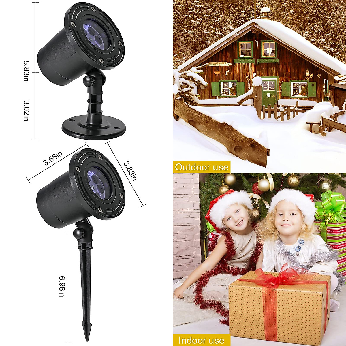 Christmas Snowflake Projector Lights, Waterproof Indoor Outdoor Snowfall Projection Lights for Christmas Theme Party, Holiday, Home Birthday Party, Home Garden Decoration