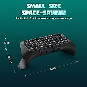 TiMOVO Green Backlight Keyboard for PS5 Controller, Wireless Bluetooth Keypad Chatpad for Playstation 5 Controller, Mini Game Keyboard Built-in Speaker with 3.5mm Audio Jack for Messaging, Black
