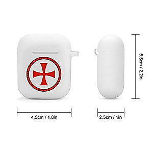 Knights Templar Round Seal Silicone AirPods Case Protective Cover Compatible with AirPods 2 & 1 with Keychain