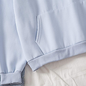 KEEVICI Women Kawaii Cartoon Cute Cat Graphic Casual Cotton Pullover Hoodies Sweatshirt Blue