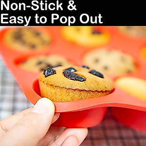 Anxbbo Silicone Muffin Pan Set - Mini 24 Cups and Regular 12 Cups Muffin Tin, Non-Stick Bakeware Silicone Molds for Muffins, Cupcakes, Bread, Tart and Desserts